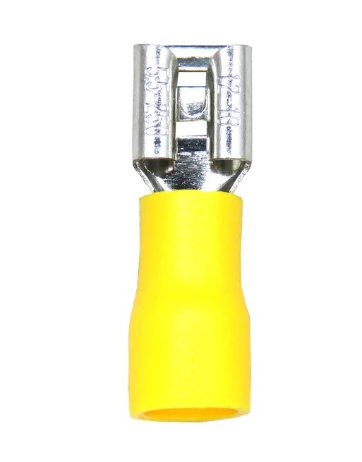 Terminal Faston 1/4 Hembra Forro Amarillo Calibre 10-12