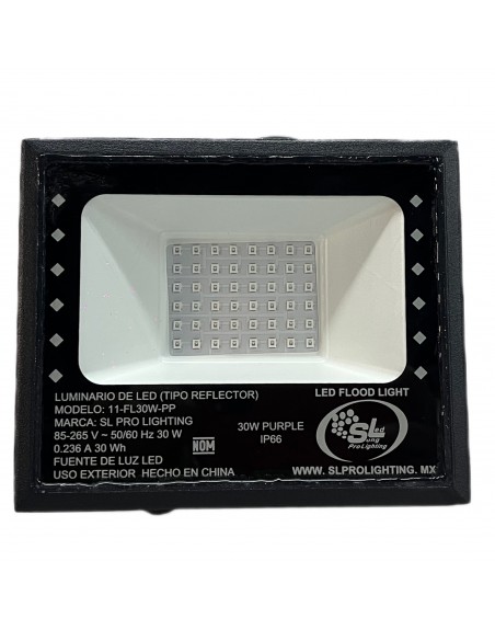 Reflector Flood Flat SMD 30w UV Luz Negra IP66