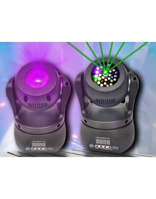 Mini Cabeza Robotica Beam LED RGBW + Laser Multipuntos FIREFLY