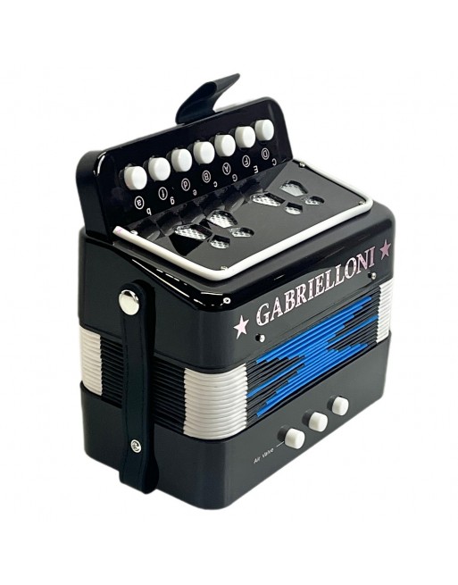 Acordeon Negro Infantil Tamaño Chico 7 Botones 3 Bajos