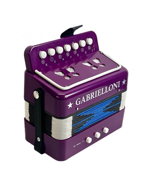 Acordeon Morado Infantil Tamaño Chico 7 Botones 3 Bajos