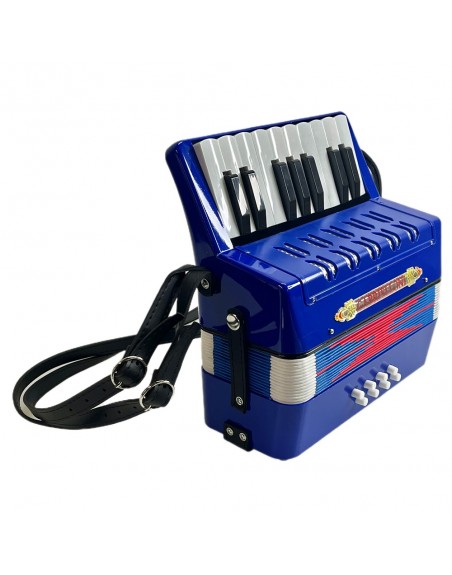 Acordeon Azul para niño Tamaño Medio 17 Teclas 8 Bajos