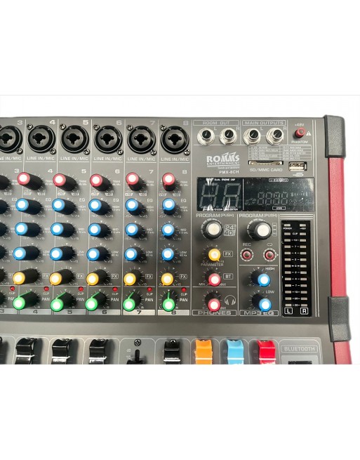 Mezcladora Amplificada 8 Canales DSP USB Bluetooth 250w RMS