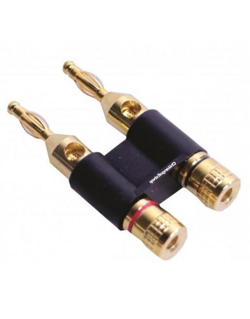 Plug NEGRO Doble Banana Dorado Jumbo