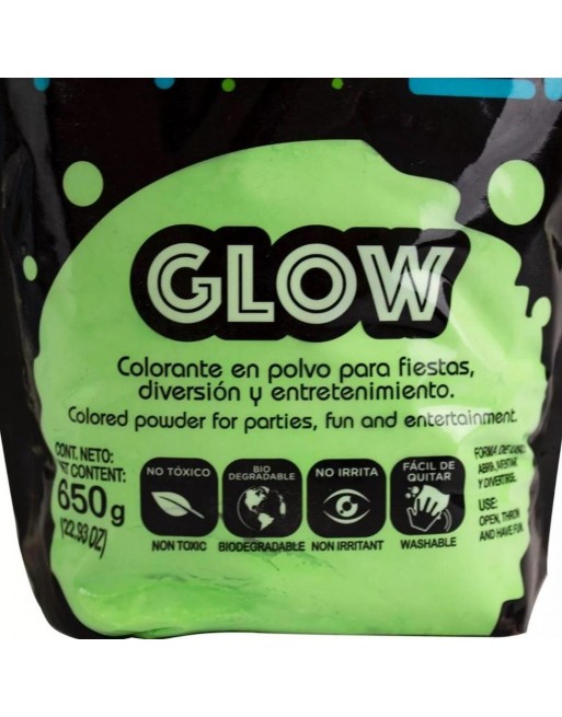 POLVOS HOLI GLOW VERDE FLUORESCENTE