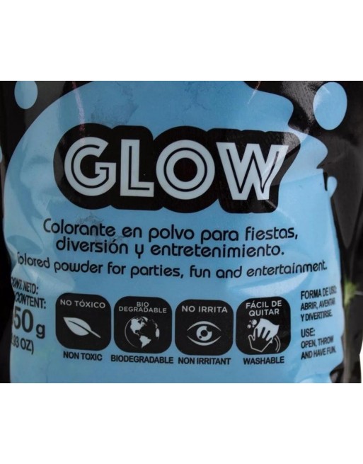Polvos Holi Glow Azul Fluorescente 650g