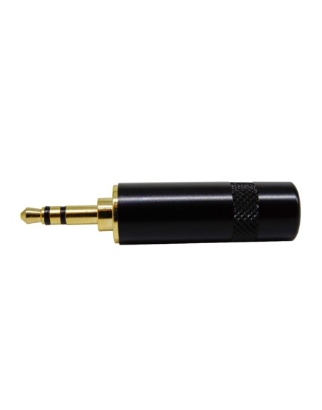 Plug 3.5 mm Estereo Metálico dorado con negro (Plug más largo)